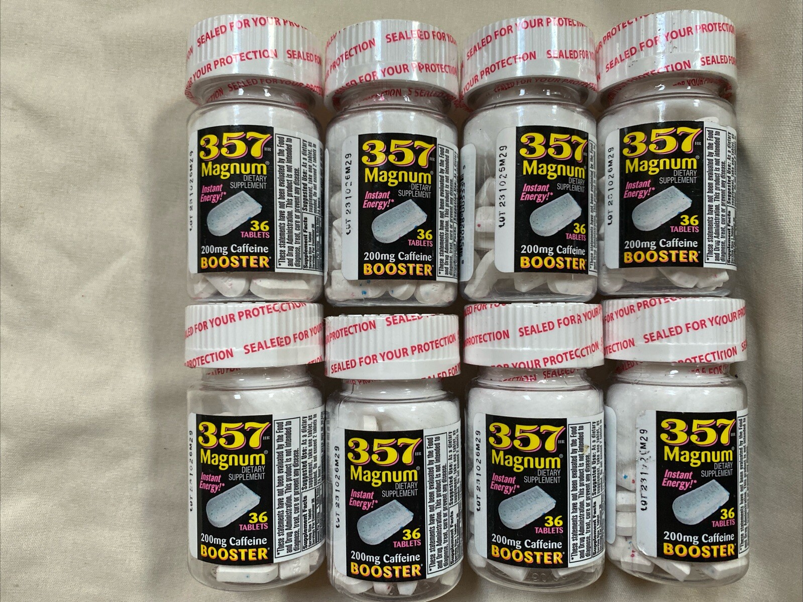 8 pk 357 Magnum Caffeine Tablets 36 Per Bottle 288 Pills Instant Energy ...