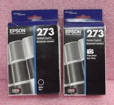2 New Sealed Genuine Epson 273 Black Ink Cartridge PB 04/2019 & PBK 11/ ...