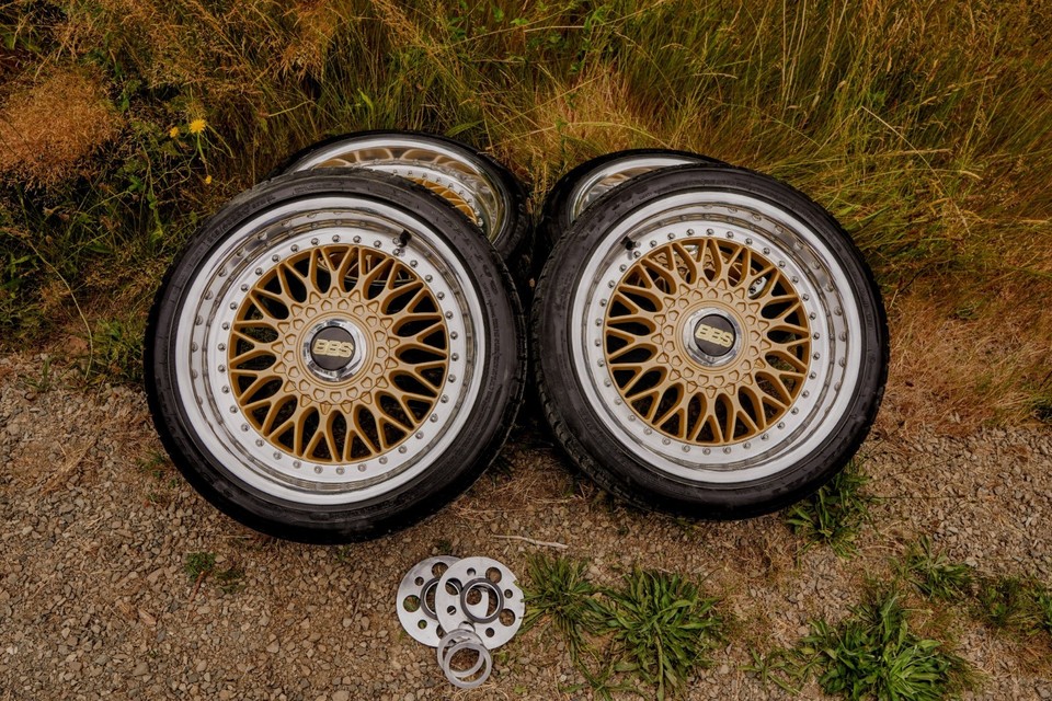 BBS RC090 Wheels – 4 Lug Conversion – Gold Faces / Polished Lips – E30 ...
