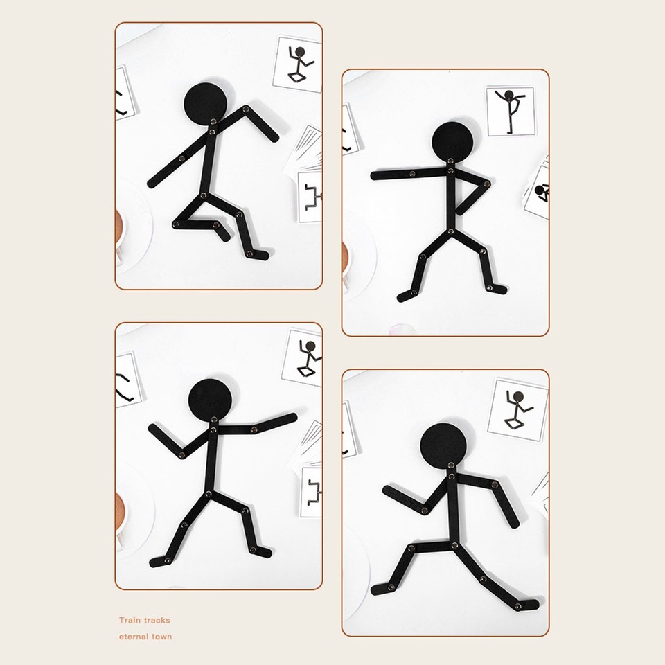 Wooden Stickman Toy With Moving Limbs 24 Cards Educational Wooden Stick ...