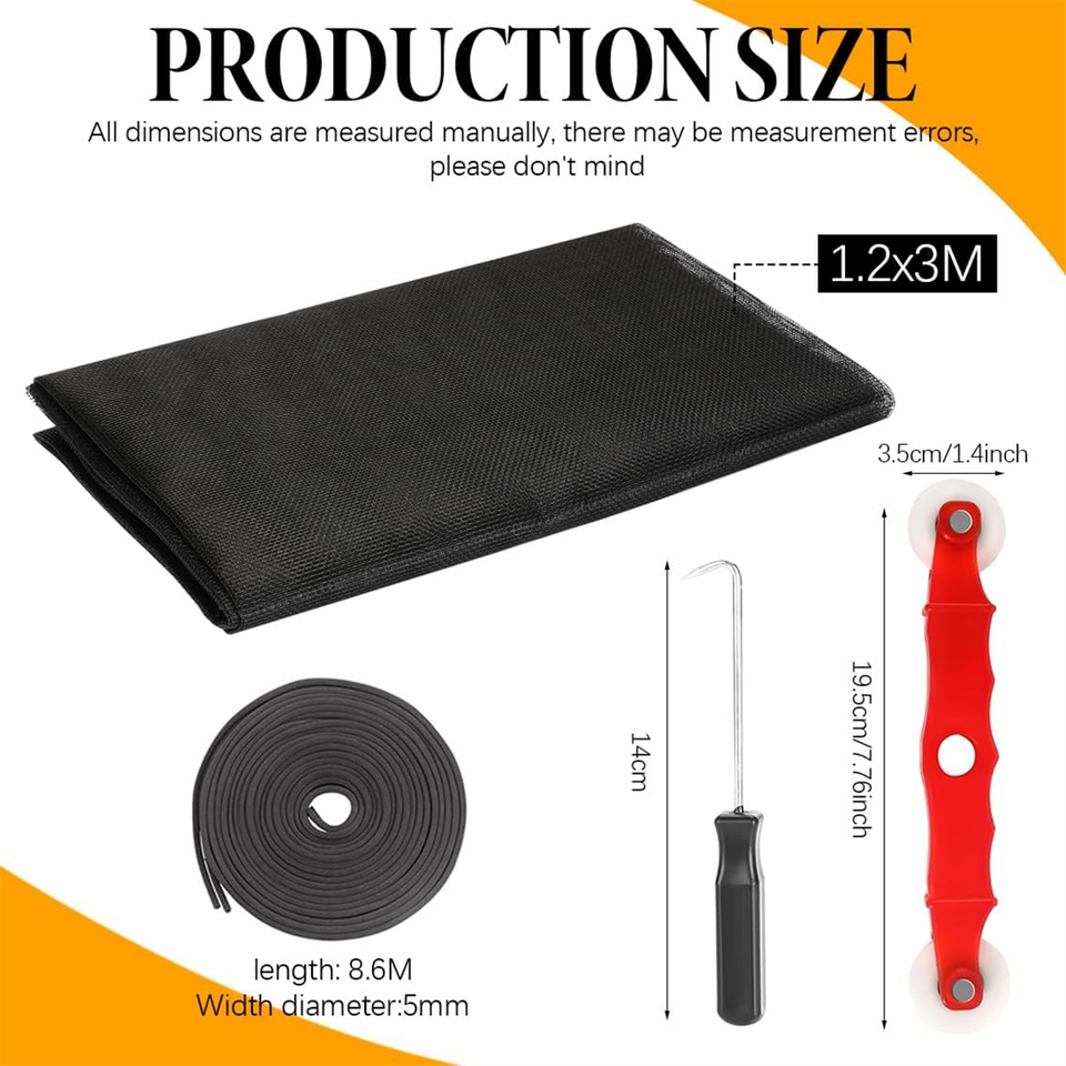 Window Screens Replacement Kit 47"X118" Adjustable Screen Mesh Easy DIY ...