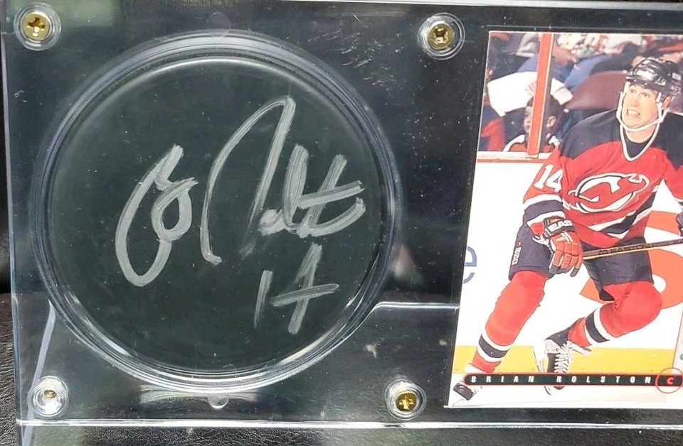 Brian Rolston Trading Card & Autographed Puck signed NHL New Jersey ...