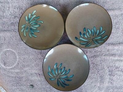 Pier 1 Blue Mum Salad Plates Brown Blue 8.5" Set of 3 | eBay