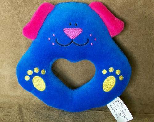 Plush Blue Dog Rattle 5.5" EUC | eBay