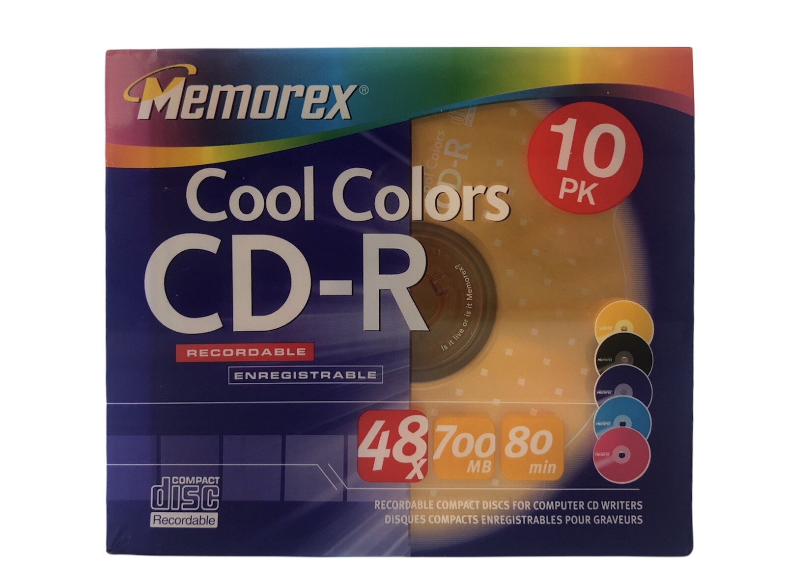 Memorex 10pk Cool Colors CD-R 48x 700 MB 80 Minute Recordable Blank CDs ...