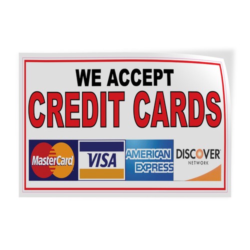 Decal Stickers We Accept Credit Cards Restaurant Cafe Bar A Store Sign ...