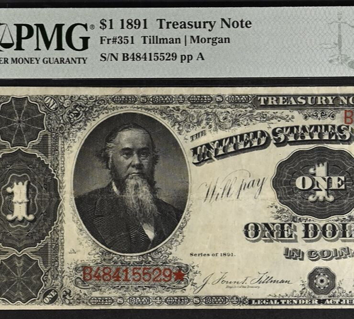 1891 $1 Treasury Note - PMG Very-Fine 30 - Tillman-Morgan - FR-351 | eBay
