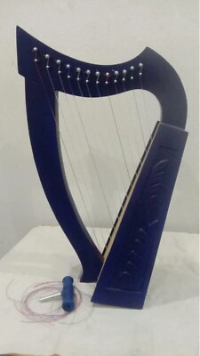 Blue Lyre Harp 12 Strings Wooden Lyre + Free Caring Bag + Tunning Key ...