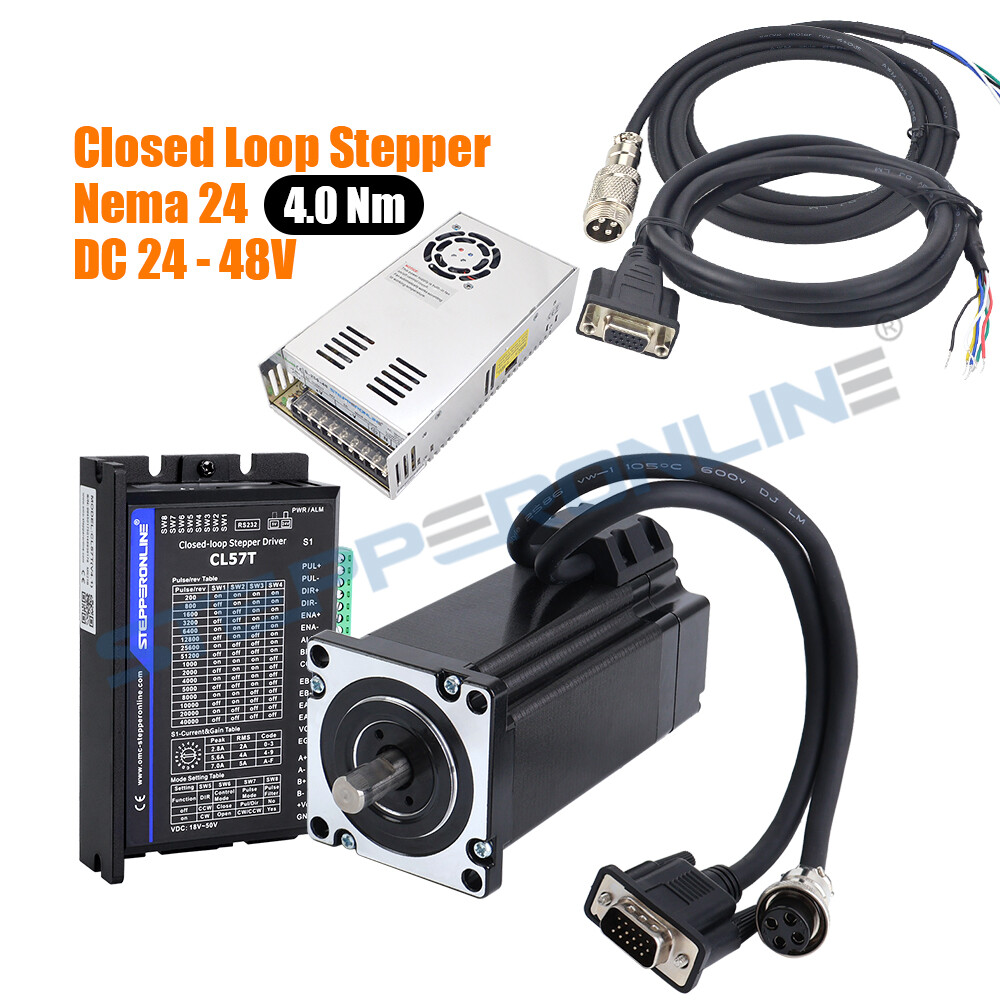 4Nm Nema 24 Closed Loop Stepper Motor 5A Servo Driver CL57T + 48V Power ...
