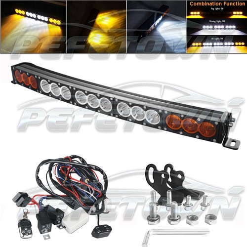 Dual Color Curved LED Light Bar 27''inch 150W Single Row Off-Road Light ...