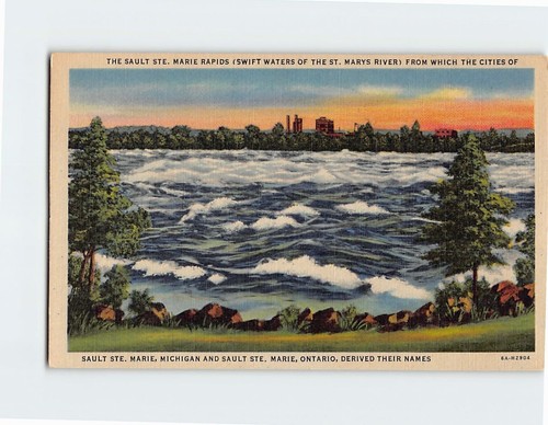 Postcard Sault Ste. Marie Rapids Michigan-Ontario USA Canada | eBay