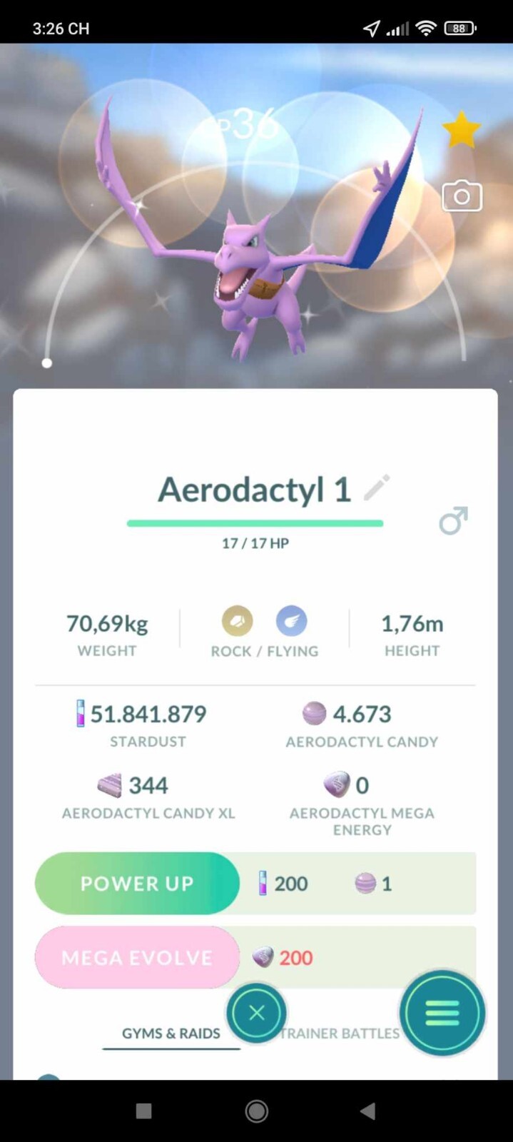 Pokemon Shiny Aerodactyl LV1 Wearing a Satchel - TRADE 20k Dust ...
