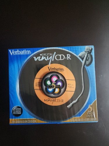 Verbatim Digital Vinyl Cd-R 5 Pack 700 Mb Multicolor Color Coded Design ...