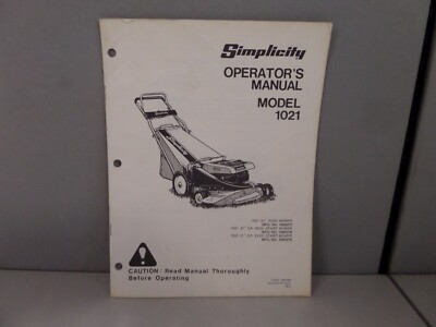 Simplicity Operator's Manual Model 1021 21'' Push Mower 1657480 | eBay