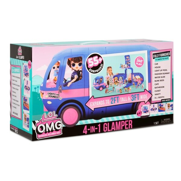 3 Dolls 60 Surprises - LOL Surprise OMG 4-in-1 Glamper Fashion Camper ...