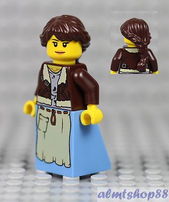 LEGO - Minifigure Blue Apron Dress & Brown French Braided Hair Peasant ...