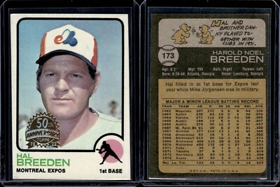 HAL BREEDEN 2022 TOPPS HERITAGE 50TH ANNIVERSARY '73 BUYBACK STAMPED ...