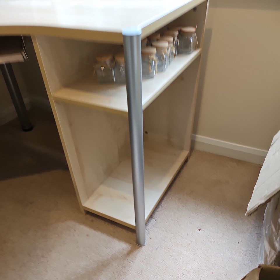 Corner curved Workstation Desk, multiple risers, retractable keyboard ...