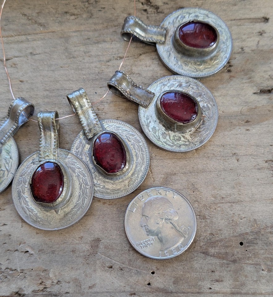 Kuchi Tribal Coin Pendants Kochi Adornment Red 5x (20076) | eBay