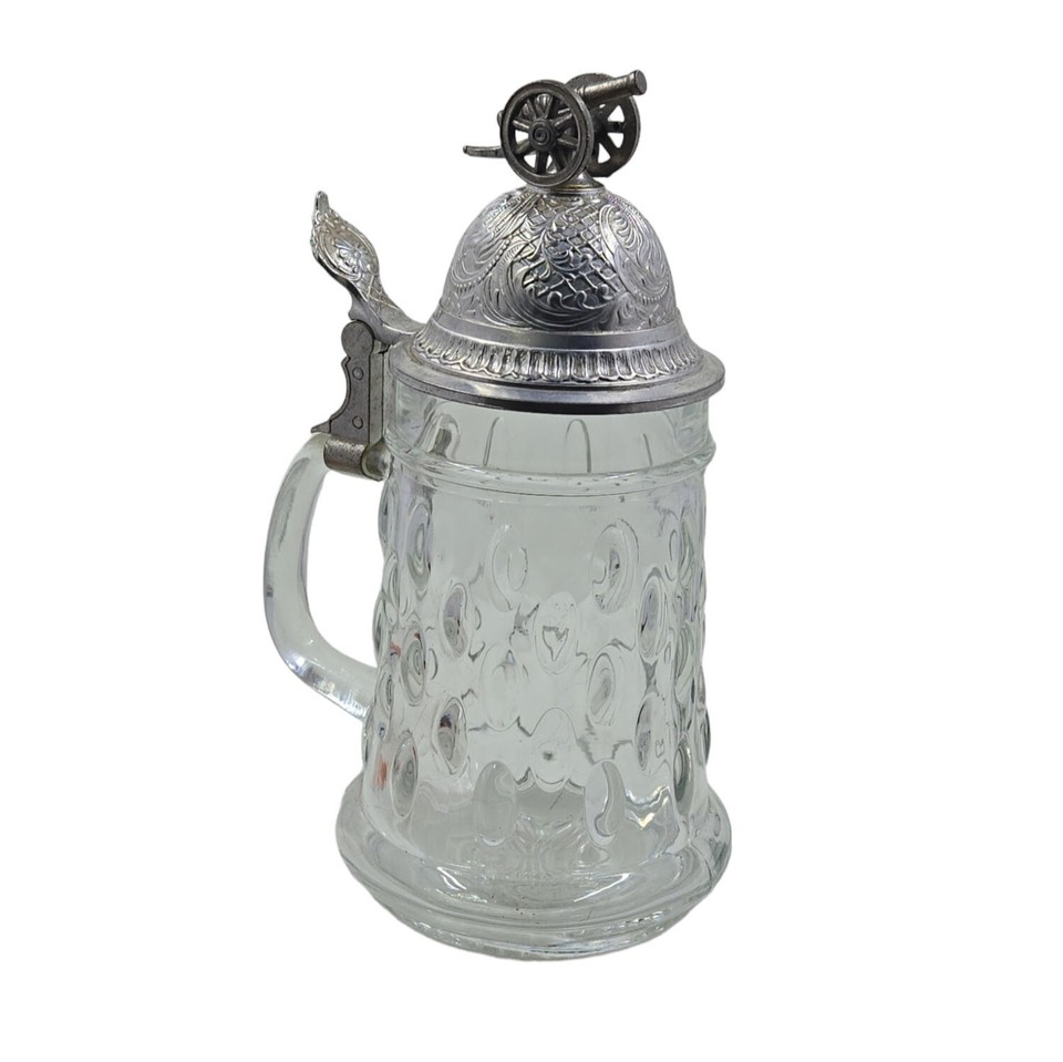 BMF Bierseidel Beer Ale Stein Mug Tankard Glass Hobnail Design w/Ornate ...