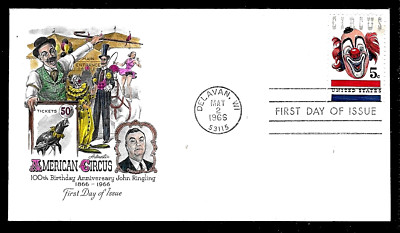 1309 5c Stamp (1966) THE CIRCUS & CLOWN LOU JACOBS FDC BY ARTMASTER ...