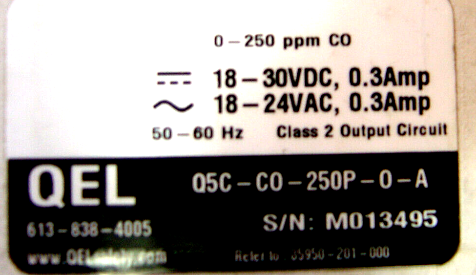 QEL Q5C-Co-250P-0-A , New in box 613-838-4005 , 0-250 PPM CO, Carbon ...