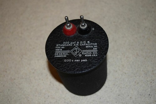 ^^ GENERAL RADIO CO STANDARD AIR CAPACITOR TYPE 1401-B 200 UUF +/- 0.15 ...