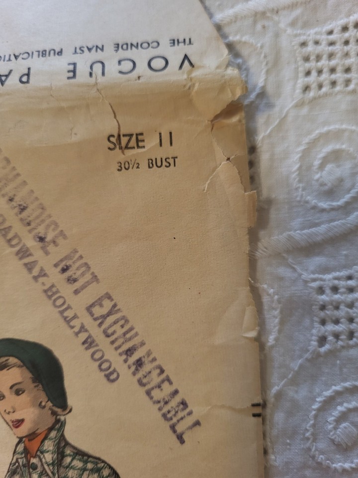 Vintage 1940s VOGUE Sewing Pattern 3250 Button-Up Jacket SZ 11 B 30 ...