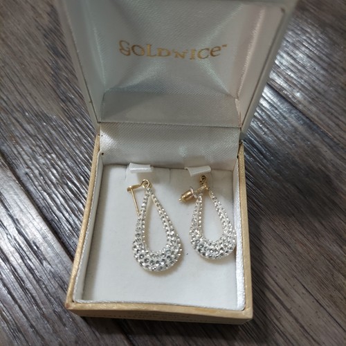 Gold N Ice 14K Yellow Gold Swarovski Dangle Earrings in Original box | eBay