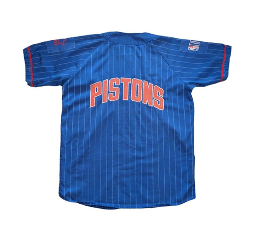 Vintage Starter Detroit Pistons NBA Pinstripe Jersey Large Baseball Bad ...