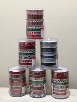 NEW CELEBRATE IT HOLIDAY VALUE PACK 64 FEET OF RIBBON PRINTED SOLID ...