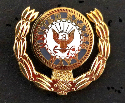 MILITARY HAT LAPEL PIN - NAVY WREATH PIN - NEW | eBay