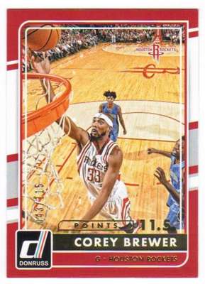 2015-16 Donruss Basketball Points Parallel /115 #103 Corey Brewer ...