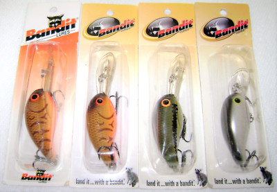 4 BANDIT 200 300 SERIES LURES CRANKBAITS BROWN CRAWDAD BABY BASS PEARL ...