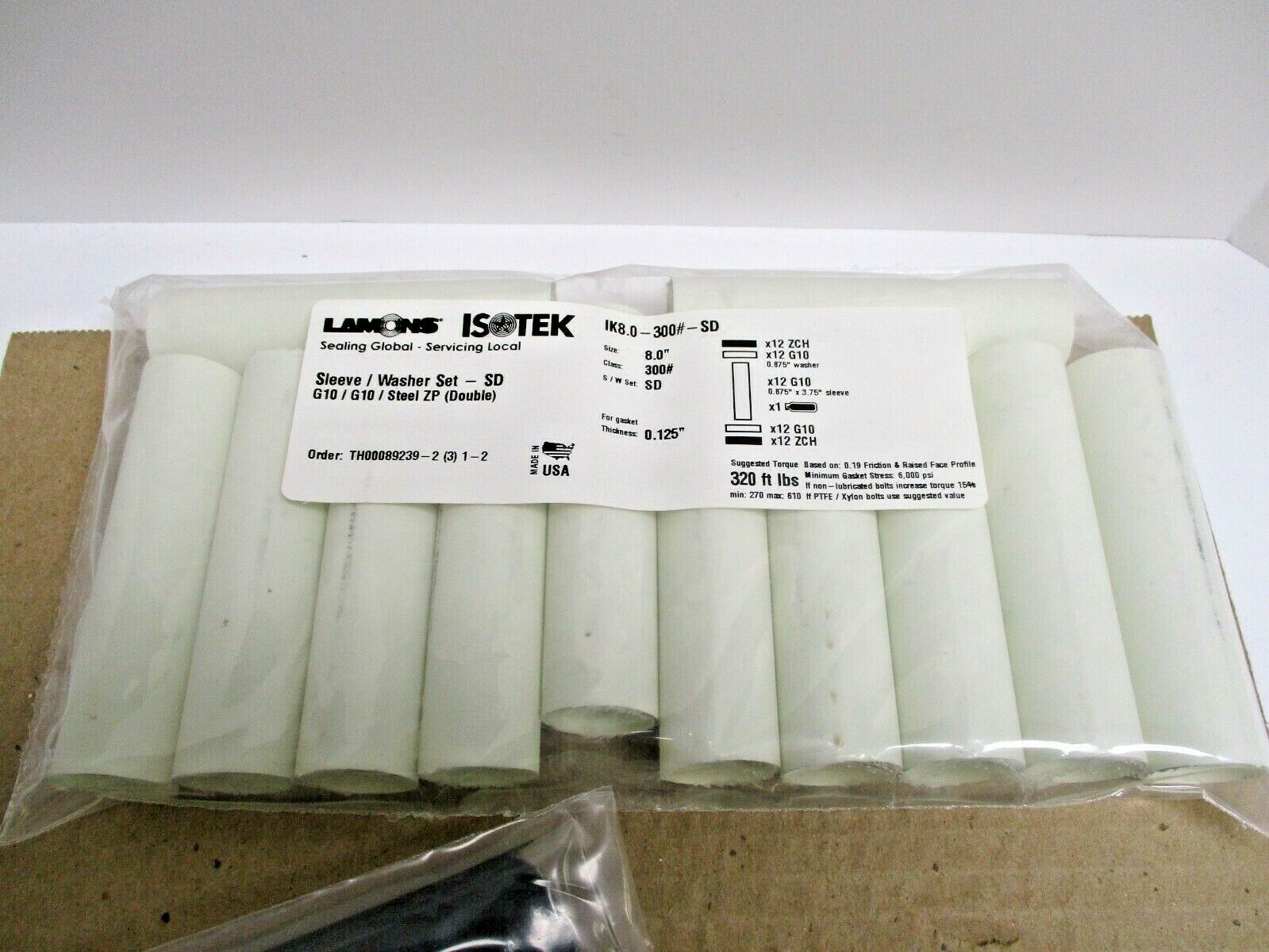 LAMONS, ISOGUARD FLANGE ISOLATION KIT, IK-8.0-IG-300#F-STD-G10T-SD, 8 ...