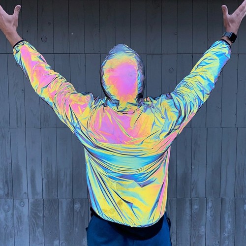Rainbow Reflective Jacket Zip Hoodie Coat Windbreaker Night Vision 3M ...