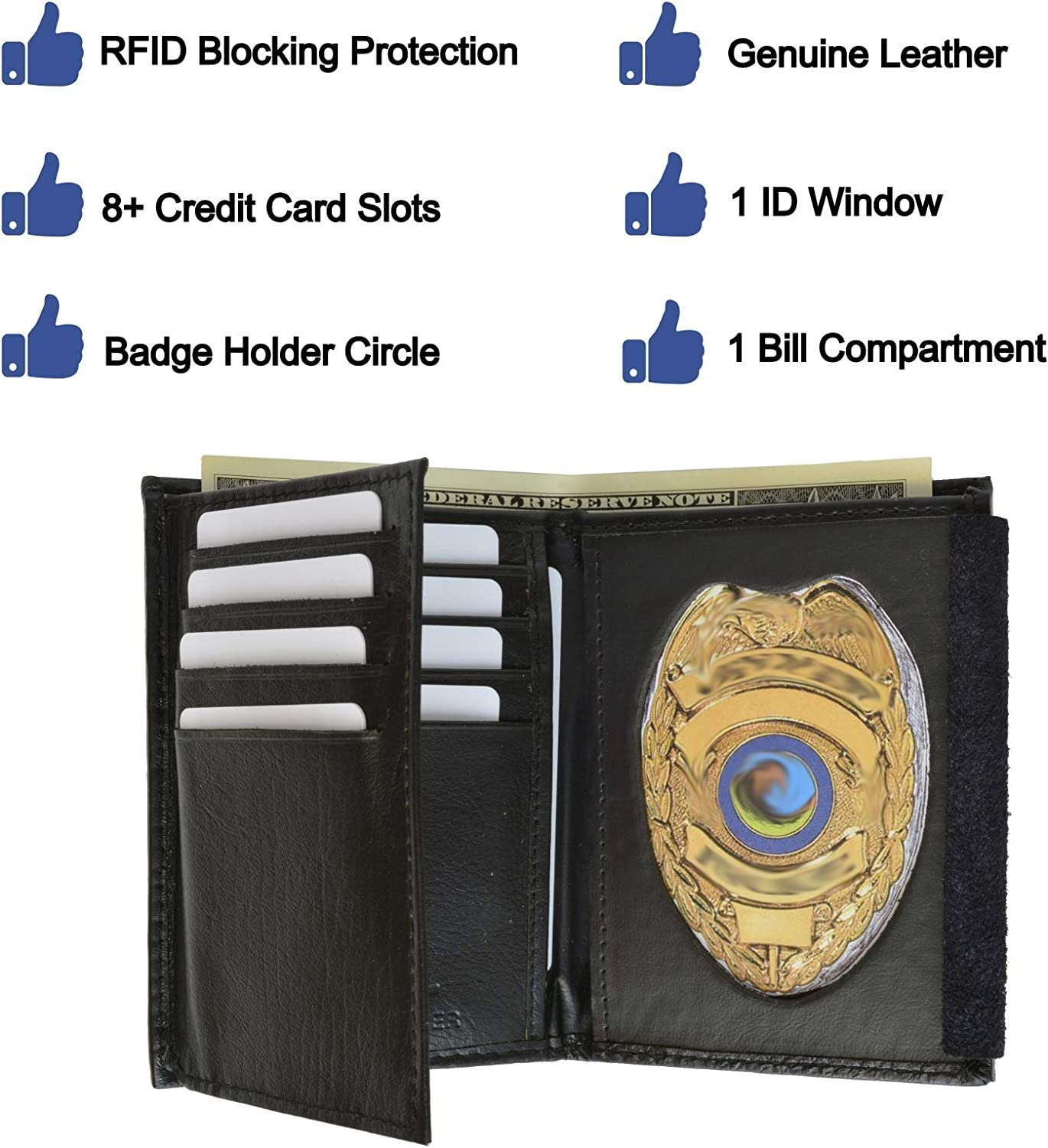 Marshal Tri Fold Police Wallet with Oval Badge Holder | eBay