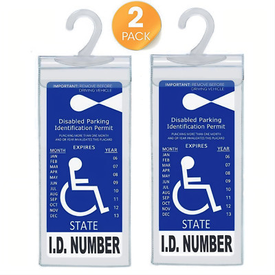 2x Handicap Parking Permit Placard Protector Cover Hanger Car Holder ...