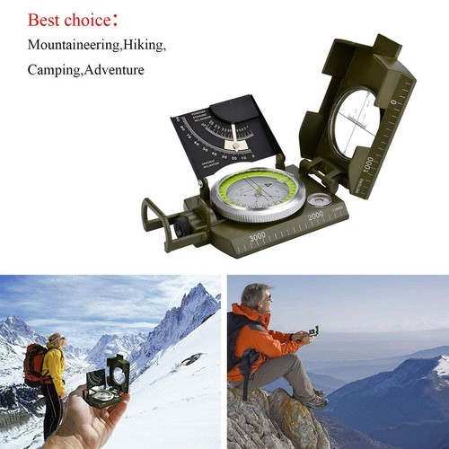 Professional Military Army Metal Sighting Compass Clinometer Camping ...