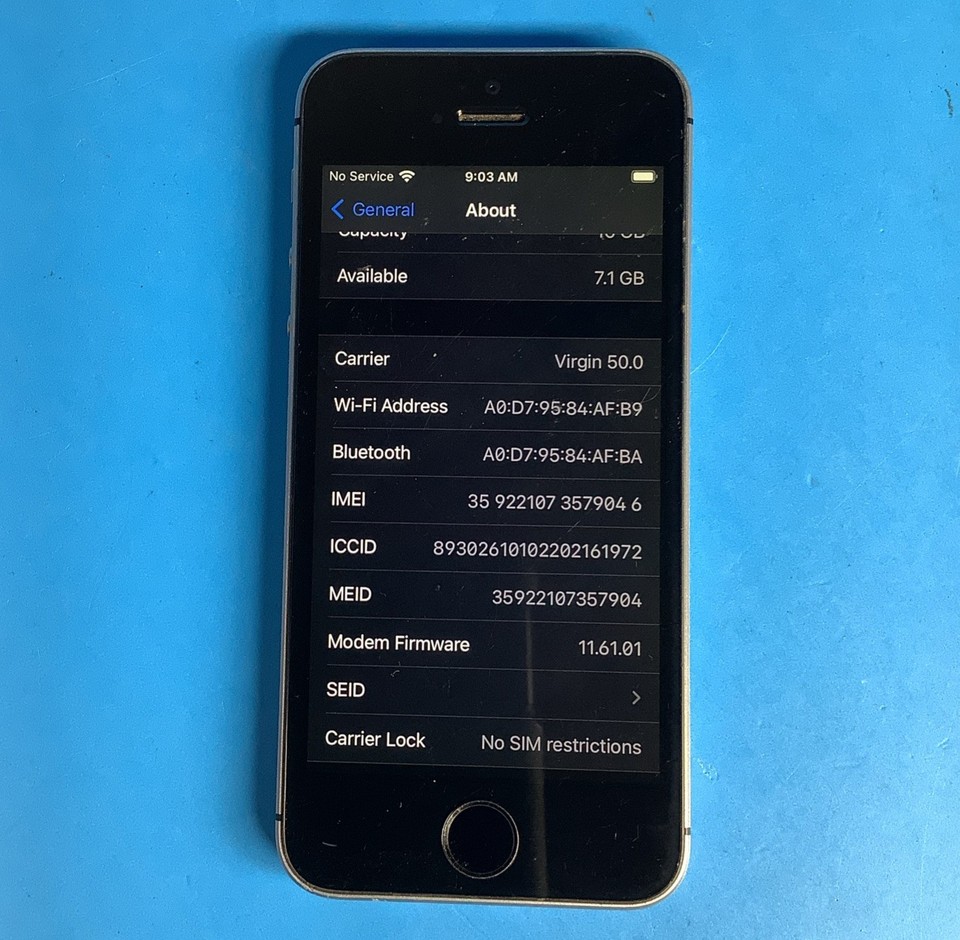 Fully Unlocked Space Gray 16GB iPhone SE 1st Gen A1723: No SIM ...