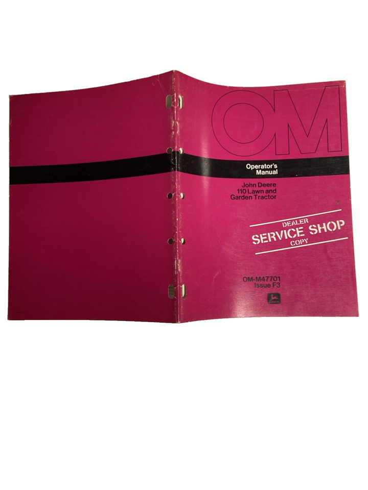 John Deere 110 Tractor OMM47701 Operators Manual Book | eBay