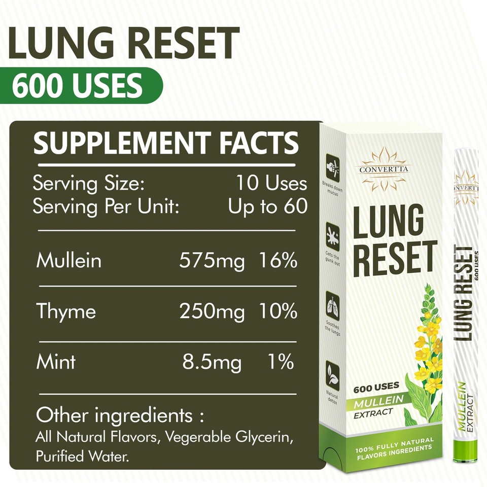 Lung Detox Mullein Diffuser Pen | Natural Mullein Leaf | 600 Uses ...