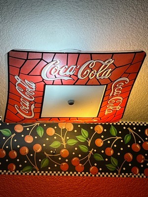 12" White Two Light Flush Mount Ceiling Fixture with Coca Cola Stained ...