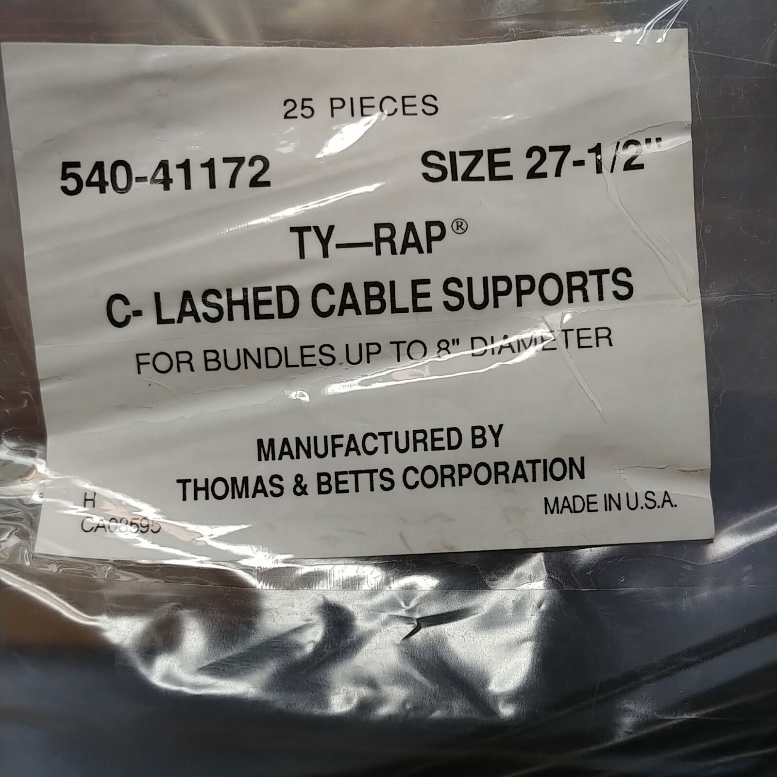 (25) 27-1/2" Ty-Rap C-Lashed Cable Supports Thomas & Betts Black ...
