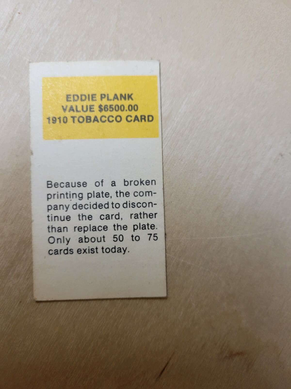 EDDIE PLANK VALUE CARD 1910 TOBACCO CARD | eBay