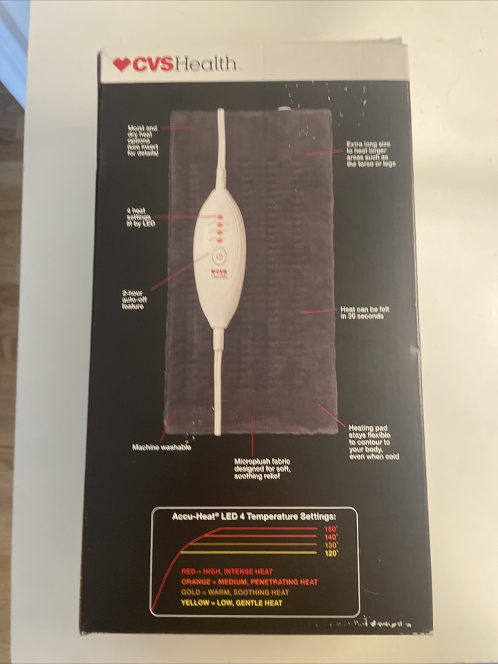 CVS EXTRA LONG HEATING PAD SERIES 500, 12 IN X 24 IN, New in Box Free ...