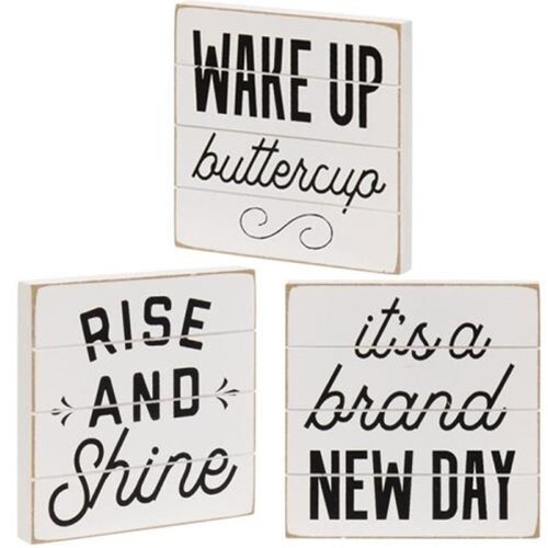 Good Morning Inspirational Wooden Block Shiplap Wall Signs Black ...