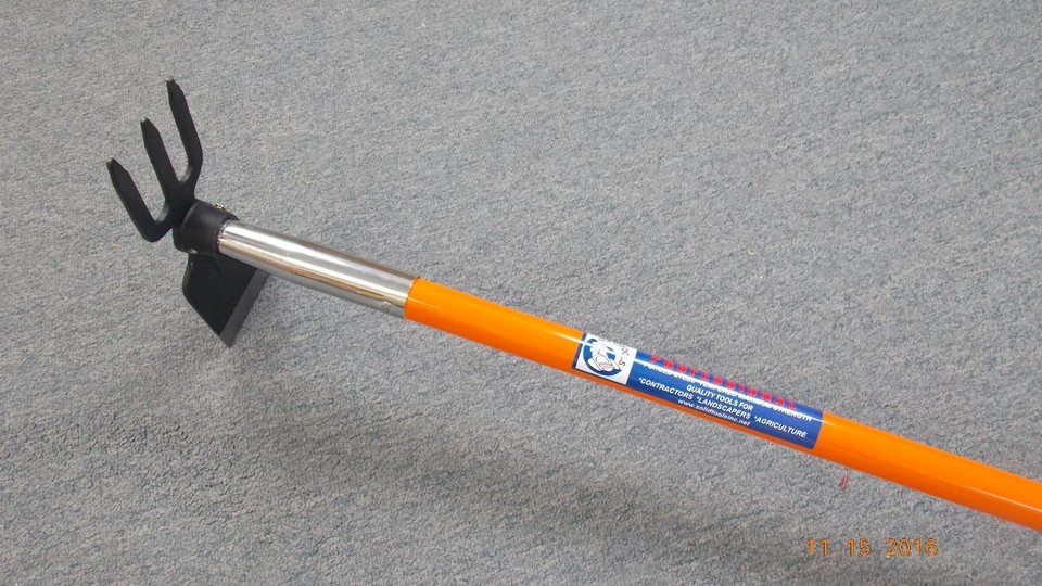 Weeding Hoe & 3 Prong Cultivator W/ 54" US Fiberglass Handle! Assembled ...