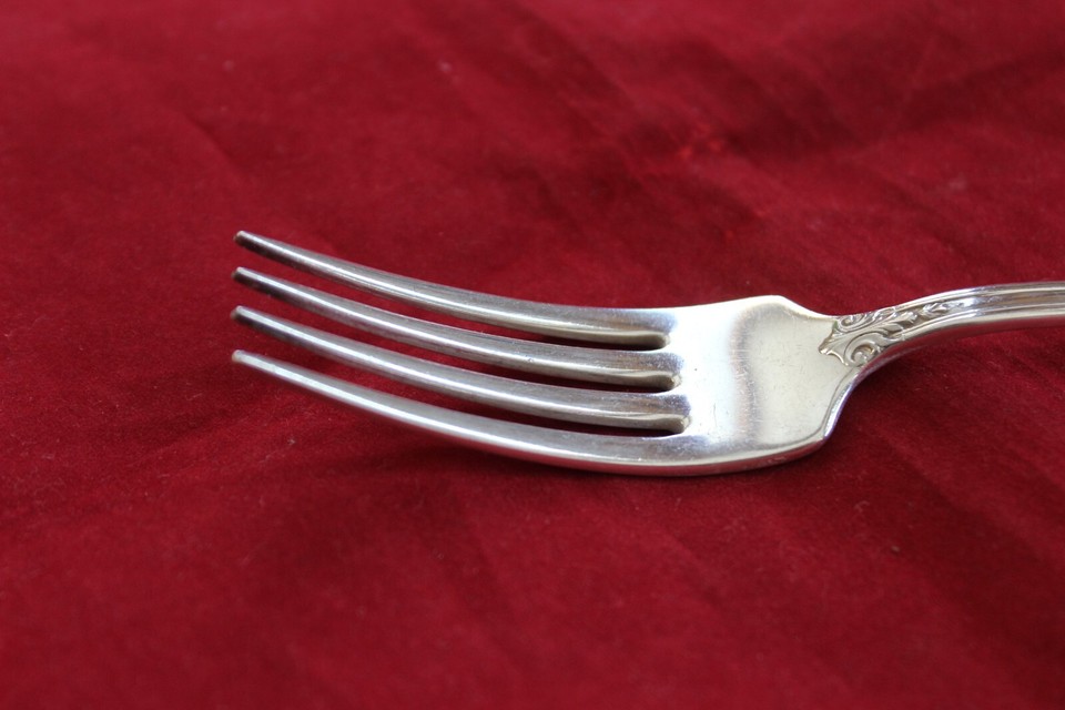 Rose Point by Wallace Sterling Silver Dinner Fork 7" in. (1934) ~47GR ...