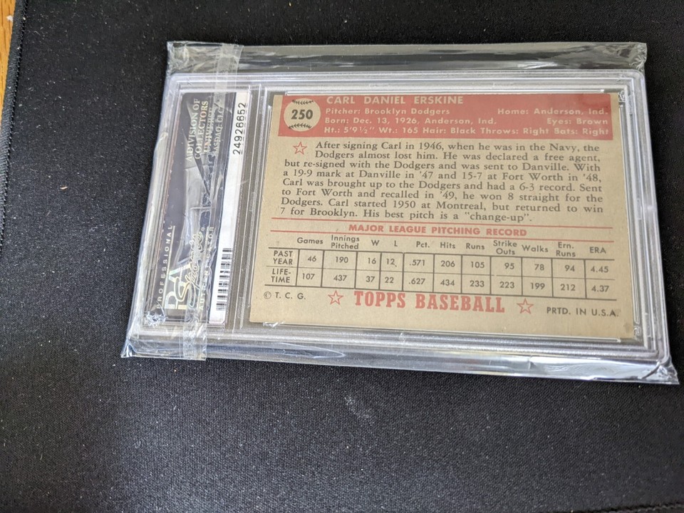 1952 TOPPS set #250 Carl Erskine Dodgers PSA 5 | eBay